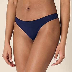 Amazon Essentials Seamless Underwear for Women Thong, Bonded Stretch, 4-Pack, Blue/Pink, X-Small