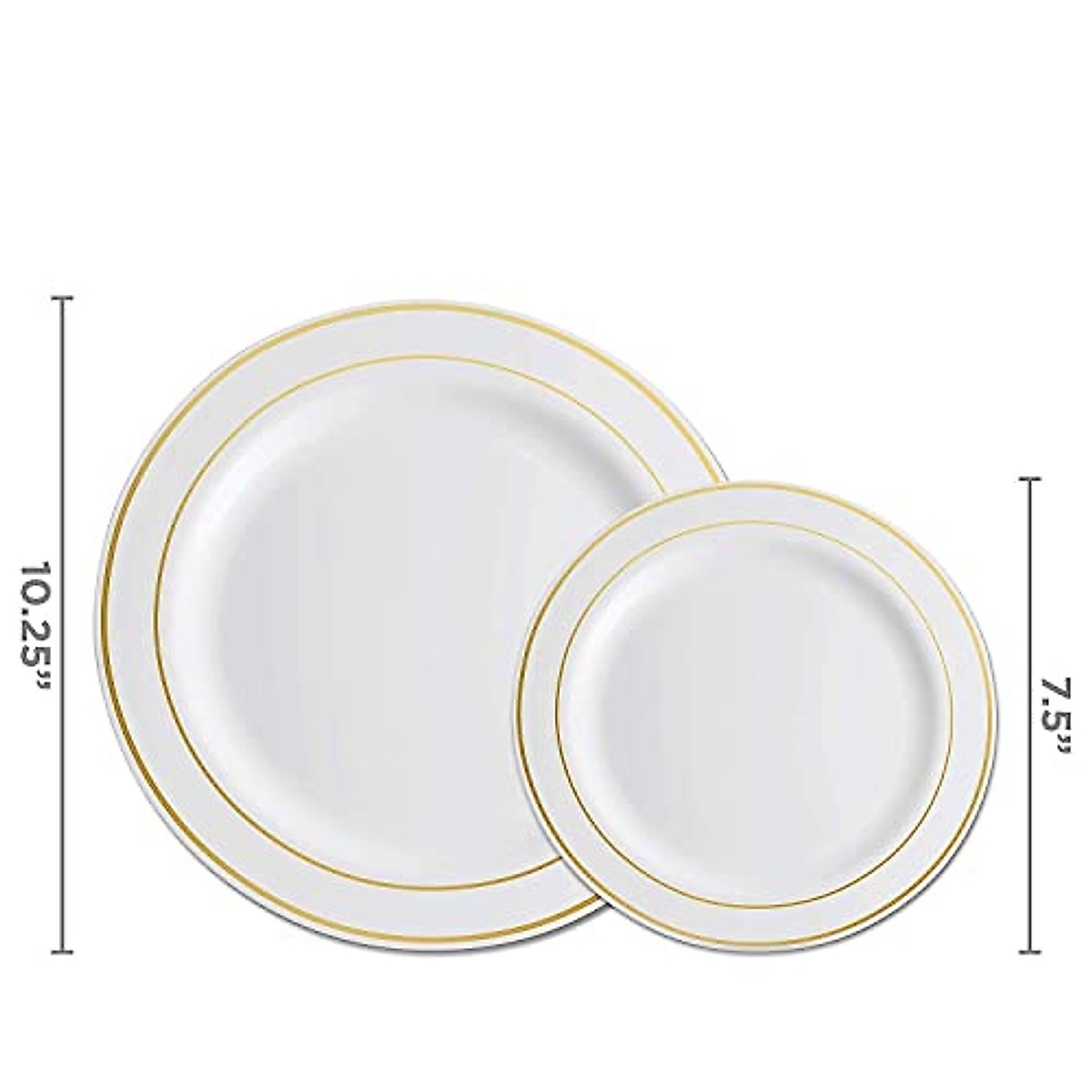 Munfix 700 Piece Gold Dinnerware Set - 200 Gold Rim Plates - 300 Gold Silverware - 100 Gold Plastic Cups - 100 Linen Like Gold Paper Napkins, 100 Guest Disposable, Gold