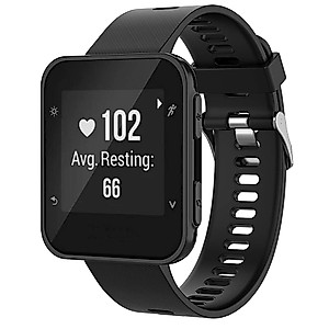 Meifox Compatible with Garmin Forerunner 35 Band,Solf Silicone Replacement Bands for Garmin Forerunner 35 Watch (Black1)