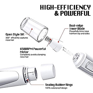 ELORES Ear and Nose Hair Trimmer Clipper - 2020 Professional Painless Eyebrow and Facial Hair Trimmer for Men and Women, Battery-Operated, IPX7 Waterproof Dual Edge Blades for Easy Cleansing