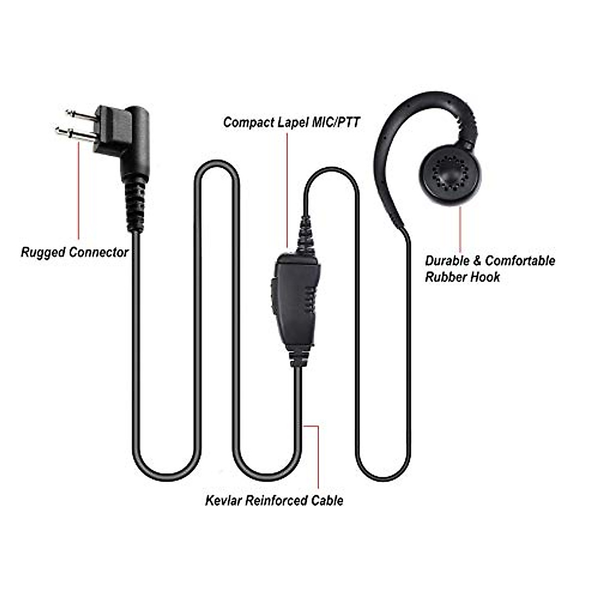 abcGoodefg Two Way Radio Earpiece, 2 Pin Walkie Talkie Earpiece Headset with PTT Mic Compatible with Motorola CP200 CP200D CLS1110 CLS1410 CLS1450 GP300 GP308