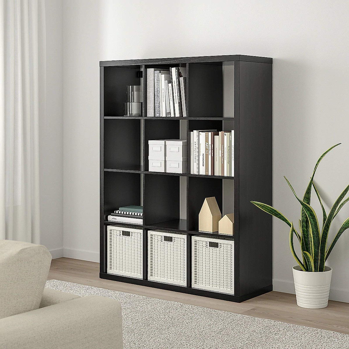 Ikea KALLAX Shelving Unit, black-brown112x147 cm (44 1/8x57 7/8")