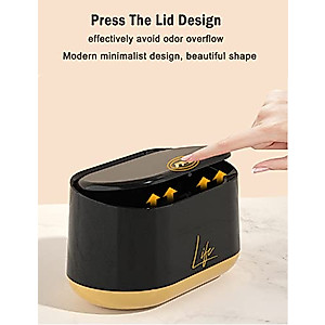 Mini Trash Can Tiny Garbage Can with Lid Modern High-Luxury Design Countertop Garbage Can for Desk ,Counter, Tabletop, 0.5 Gallon Trash Bin (White)