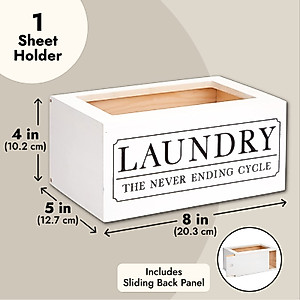 Farmlyn Creek Dryer Sheet Holder for Laundry Room Organization, Farmhouse-Style Decor, Dryer Sheet Box Cover for Softener Dispenser, Washroom, Holds 120 Sheets (White, 8x5x4 In)
