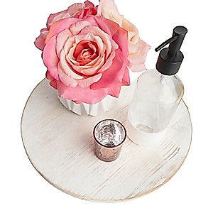 Rustic Cedarwood Lazy Susan - Vintage Style Distressed Wood Farmhouse Turntable, Cabinet and Pantry Organizer, Cake Stand, Photo Prop, Decorative Kitchen and Dining Table Centerpiece - 14"