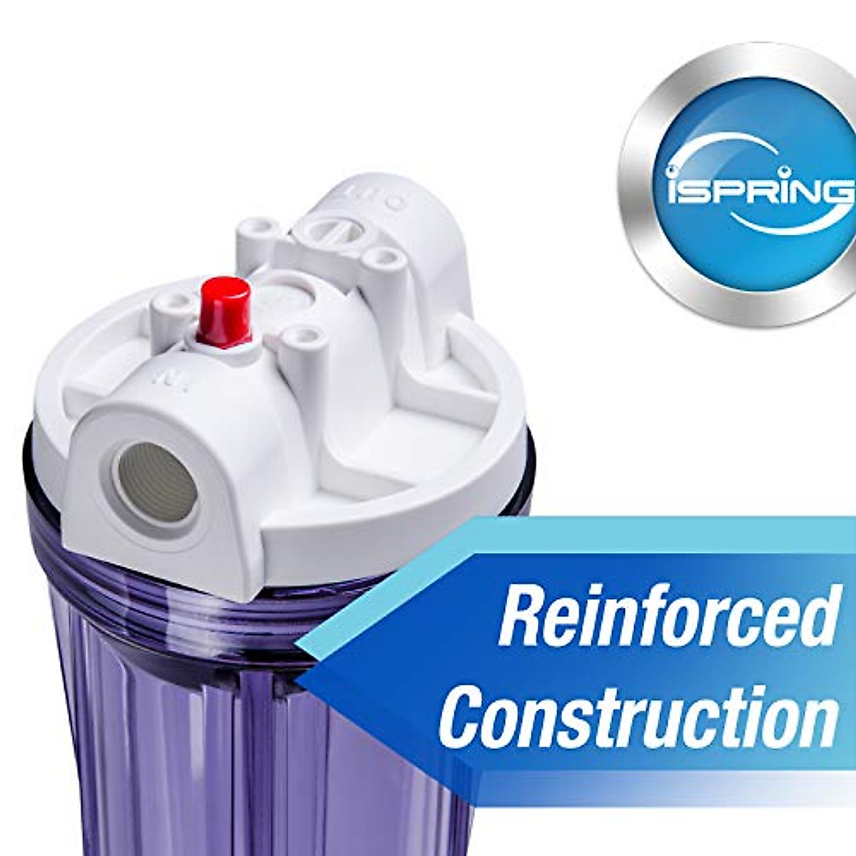 iSpring HC14+ FP15X2 Whole House Transparent Water Filter Housing 10" x FNPT Inlet/Outlet with 2 PP Filters (5 Micron), 1/2", Clear