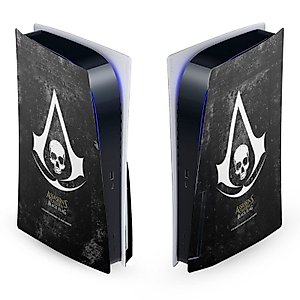 Head Case Designs Officially Licensed Assassin's Creed Grunge Black Flag Logos Vinyl Faceplate Sticker Gaming Skin Decal Cover Compatible With Sony PlayStation 5 PS5 Disc Edition Console