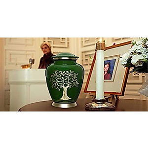 Trupoint Memorials Cremation Urns for Human Ashes - Decorative Urns, Urns for Human Ashes Female & Male, Urns for Ashes Adult Female, Funeral Urns - Dark Green, Large