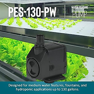 Little Giant PES-130-PW 115-Volt, 130 GPH Magnetic Drive Fountain/Pond Pump with 6-Ft. Cord, Black, 566716