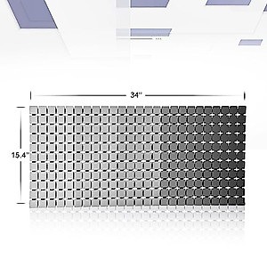 Extra Long Shower Stall Mat Non Slip Bathtub Bath Mats with Suction Cups and Drain Holes- 34 X 15.4 Inch (Gradient Gray)