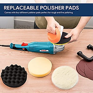 ENEACRO Polisher, Rotary Car Buffer Polisher Waxer, 1200W 7-inch/6-inch Variable Speed 1500-3500RPM, Detachable Handle Perfect for Boat,Car Polishing and Waxing