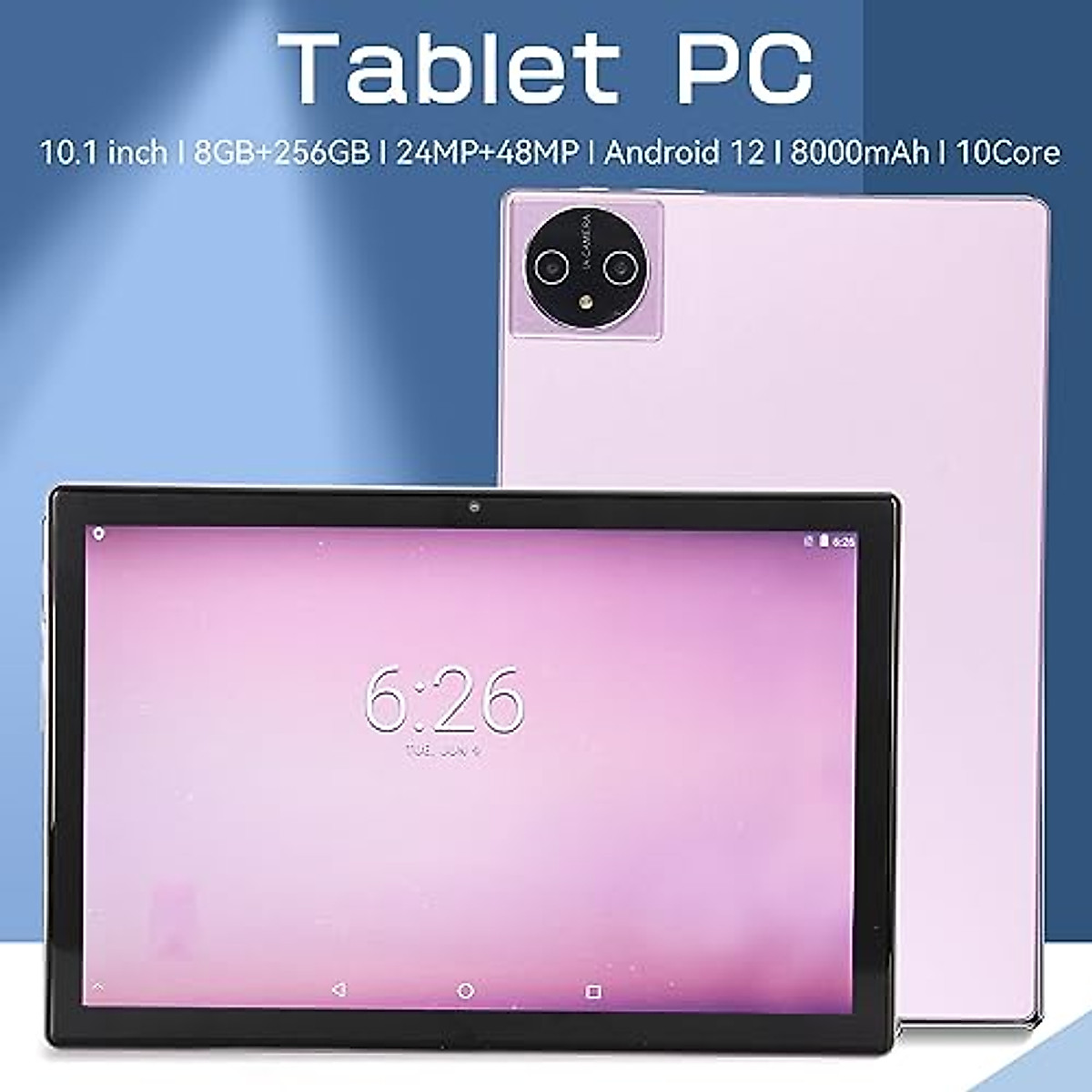 HEEPDD FHD Tablet Support Fast Charging 8 Core CPU 4G Network 8GB RAM 256GB ROM 10.1 Inch Tablet 100-240V Dual Camera for Reading (US Plug)