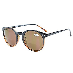 Eyekepper Key Hole Style Spring-Hinged Round Bifocal Sunglasses Sunshine Readers Black-Tortoise +2.0