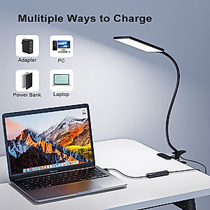 MONGERY LED Desk Lamp, Eye-Caring Table Lamps with USB Charging Port,7 Brightness Levels & 5 Color Modes,Touch Control and Memory Function,7W Flexible Gooseneck Reading Lamp for Home Office, White