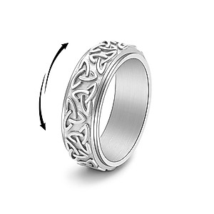 Celtic Triangle Knot Spinner Fidget Ring Stress Relieving Anxiety Rotate Freely Boredom ADHD Autism Fashion Middle Knuckle Finger Band Stainless Steel Engagement Wedding Jewelry Birthday Valentine's