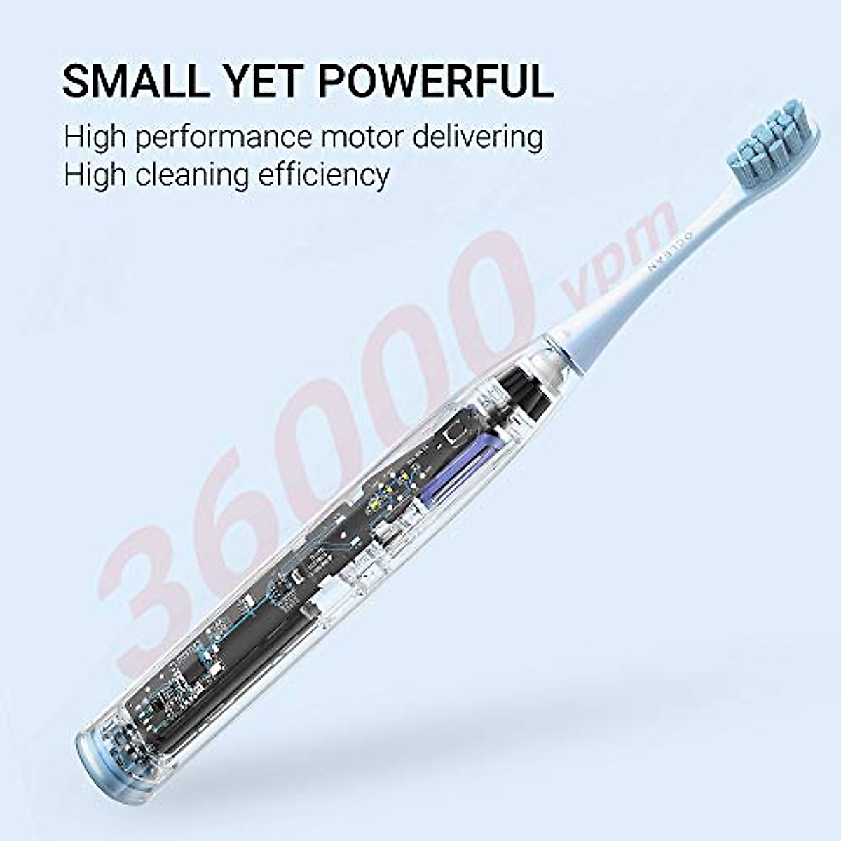 Oclean Electric Toothbrush F1 36,000 VPM Sonic Cleaning with 3 Modes, Rechargeable Sonic Toothbrush 2H Fast USB Charge Last 30 Days W/Smart Timer, for Adults and Teenagers, for Travel - Light Blue