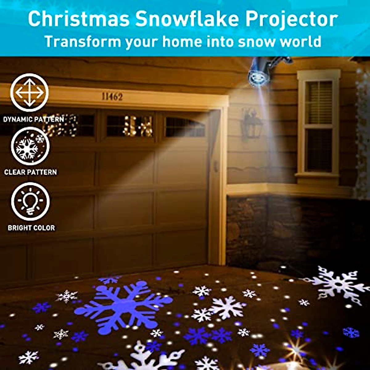 EAMBRITE Christmas Projector Lights LED White Blue Rotating Snowflake Projector Light for Birthday Wedding Theme Party Garden Home Winter Outdoor Indoor Decor