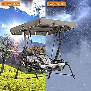 Outdoor Swing Canopy Replacement,Anti-UV/Waterproof Patio Chair Top Cover for Swing,Replacement Canopy Cover for 2/3-Seater-Swing Chair(Top Cover Only)