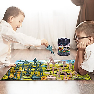 FUN LITTLE TOYS 180PCS Army Men Action Figures Army Toys of WW 2, Toy Soldiers, Military Playset with a Map, Toy Tanks, Planes, Flags, Soldier Figures, Fences & Accessories Xmas Decoration