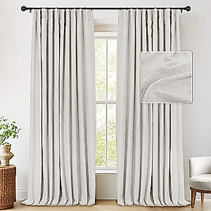 INOVADAY Linen Blackout Curtains 96 Inches Long, Thermal Insulated Black Out Curtains & Drapes for Living Room Bedroom (W50 x L96 1 Panels, Beige)