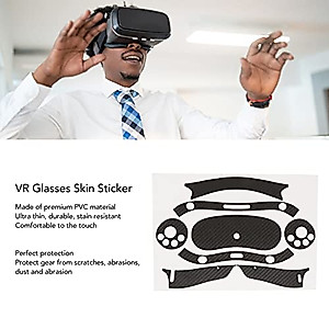 VR Controller Stickers, Full Protection Stylish Accurate Hole Position Dustproof VR Glasses Skin Sticker for VR Protective Accessories (Carbon Grain Black)