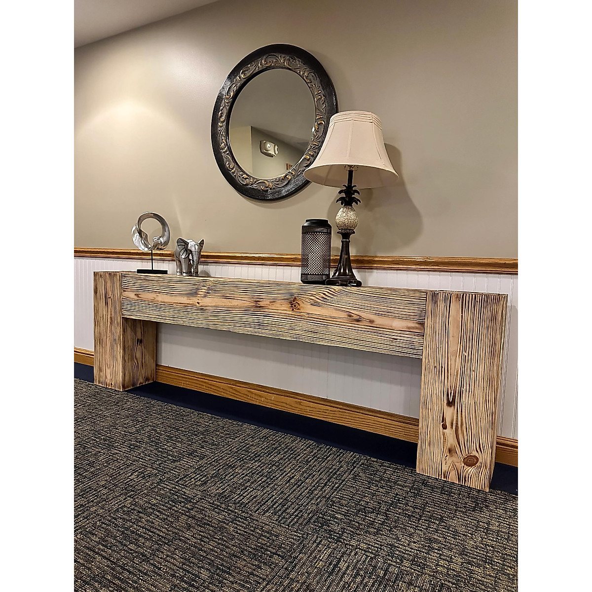 Rustic Wooden Console With Burnt Finish (Pine, X-Small (30x11x48) inches)