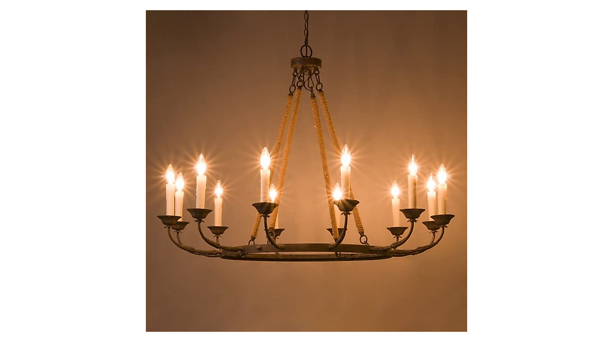 Lovedima 12-Light Rustic Candelabra Chandelier - Vintage Farmhouse Style