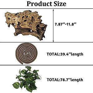 PINVNBY Reptile Plants, Reptile Vines and Flexible Reptile Leaves Large Driftwood Tank Habitat Decor for Bearded Dragons Snakes Geckos Frogs Chameleon(3 PCS)