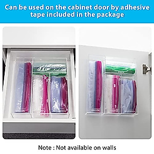 AQUIVER Acrylic Ziplock Bags Organizer - Baggie Bags Drawer Organizer & Plastic Food Storage Bags Holder - Compatible with Gallon, Quart, Sandwich, Snap, Freezer, Slider Bags (Clear)