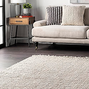 nuLOOM Daniela Farmhouse Chunky Jute Area Rug, 7' 6" x 10' 6", Off-white
