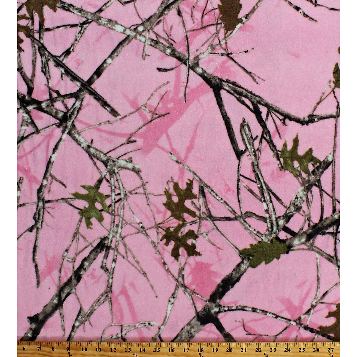 Springs Creative Fleece Pink Camouflage True Timber Camo Conceal Pink Branches Leaves Fleece Fabric Print by The Yard (A505.41)