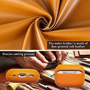 WAMOY Leather case Cover for airpods pro 2 case Protective Cover with Hook Compatible with airpods pro 2nd Generation case (Light Brown)