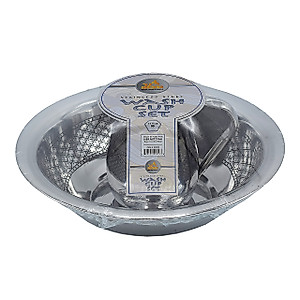 The Kosher Cook Stainless Steel Netilat Yadayim Set – Medium 5.75” Quilted Pattern, Dual Handle Cup with Matching Bowl - Rust, Break and Crack Proof Negel Vasser Set - Judaica Gift Collection