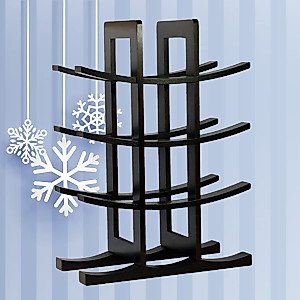 LIFKOME Black Display Tiered Cabinets Standing for Adornment Organizer Countertop Household Stand Free Home Wine Storage Bar Holder Great Rack Bottle Tabletop Wooden Red Shelf Bamboo