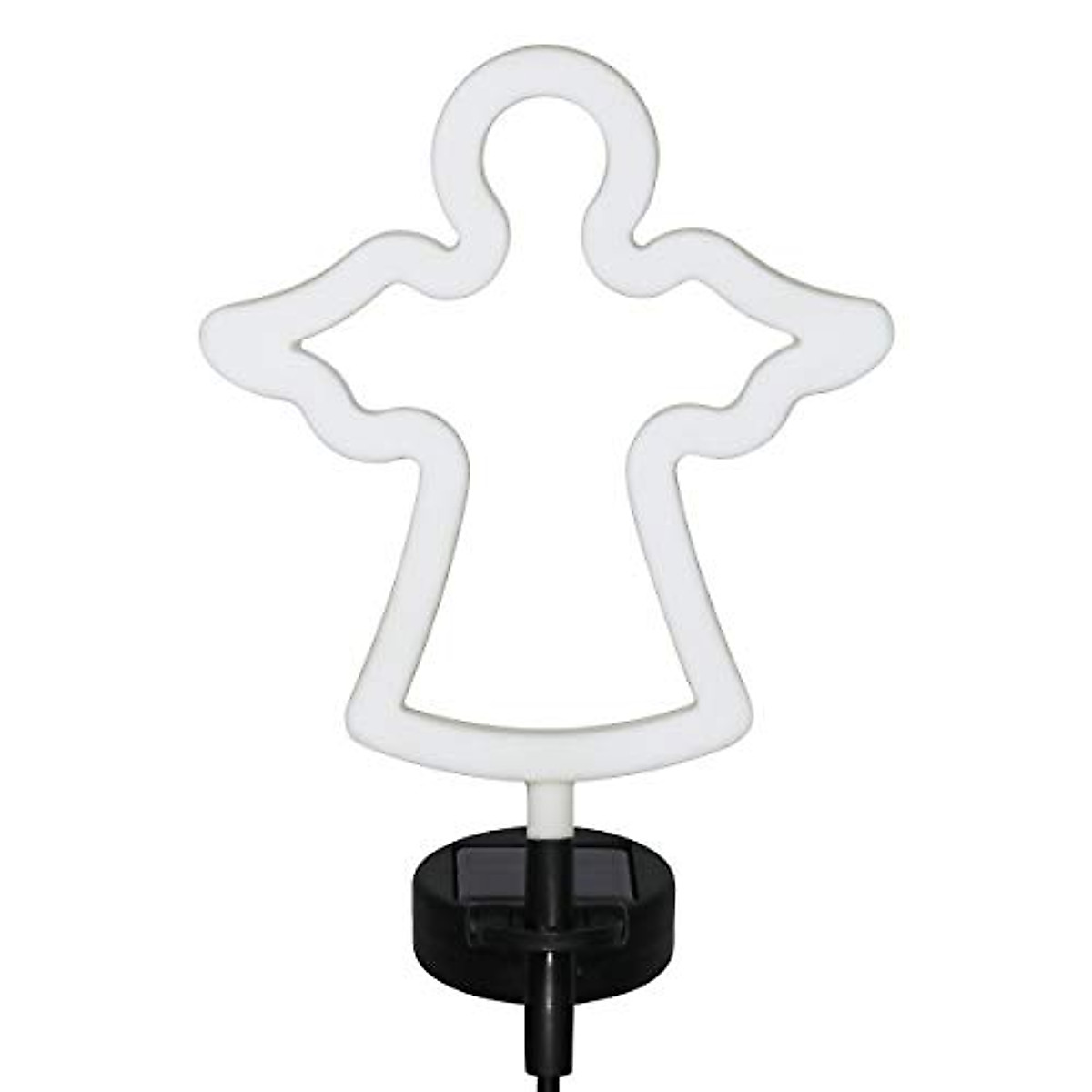 Exhart Garden Solar Lights, Decorative Angel Garden Stake, LED, Cute Yard and Pathway Decor, White Outline, 9.5 x 34.5 Inch
