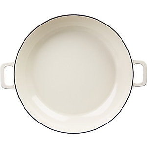 Amazon Basics Enameled Cast Iron Covered Oval Casserole Skillet, 3.3-Quart, White