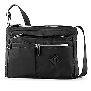 Medium Crossbody Purse Bag with Inside Key Hook Shoulder Bag for Everyday Travel Waterproof Nylon (Black)