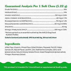 Greenies Skin & Coat Supplement for Dogs, Soft Chews with Fish Oil for Dogs, Omega-3s, Linoleic Acid, and Zinc, Chicken Flavor, 80-Count Tub, 2 Pack