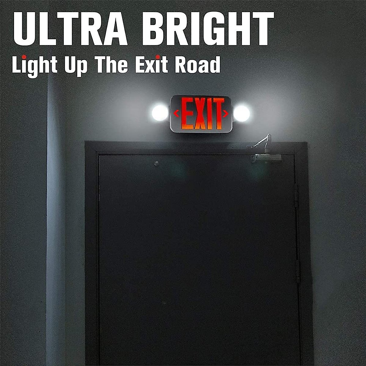 OSTEK 4 Pack Red LED Exit Sign with Emergency Light, Two LED Adjustable Head Emergency Exit Lights with 90 Minutes Battery Backup, Dual LED Lamp ABS Fire Resistance UL-Listed (4)