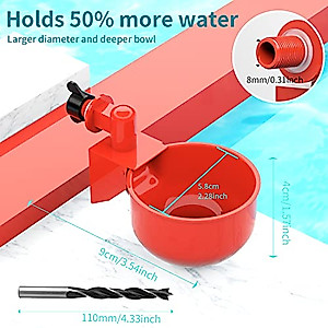 sansheng Chicken Waterer Cups,3/8 Inch Thread Automatic Filling Chicken Water Cups(Pack of 12)