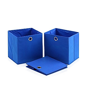 Furinno Laci NW13116 Foldable Storage Organizer with Round Ring Handle, Blue, Set of 3