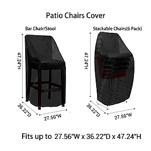 RosieLily Patio Chair Covers High Back Outdoor Chair Cover Waterproof Stackable Outdoor Bar Stool Cover Heavy Duty Patio Furniture Covers Outside, 1 Pack-Beige Brown 27.56"W x 36.22"D x 47.24"H