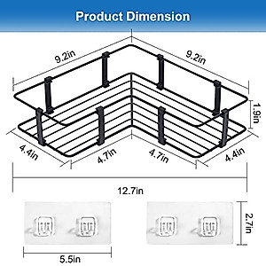 Infitran Corner Shower Caddy Wall Mounted Rustproof Shower Organizer with Strong Adhesive, Stainless Steel Shower Caddy Corner for Bathroom Kitchen Dorm Bedroom (2 pack)