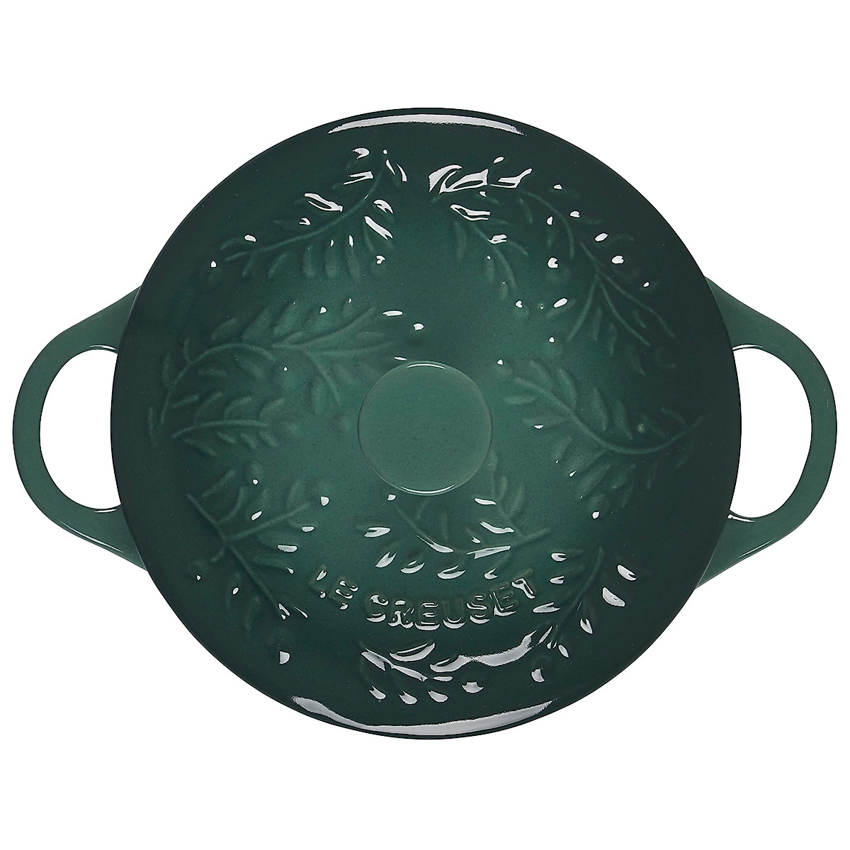 Le Creuset Olive Branch Collection Stoneware Mini Round Cocotte, 24 oz., Artichaut with Embossed Lid