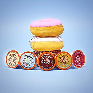 Donut Stop Flavored Coffee Pods, Compatible with 2.0 K-Cup Brewers, Donut Flavor Coffees, Assorted Variety Pack, 40 Count