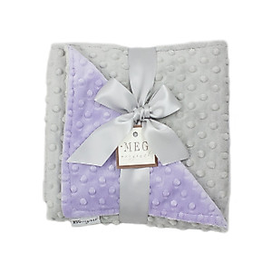 MEG ORIGINAL Lavender & Gray Minky Dot Baby Girl Blanket