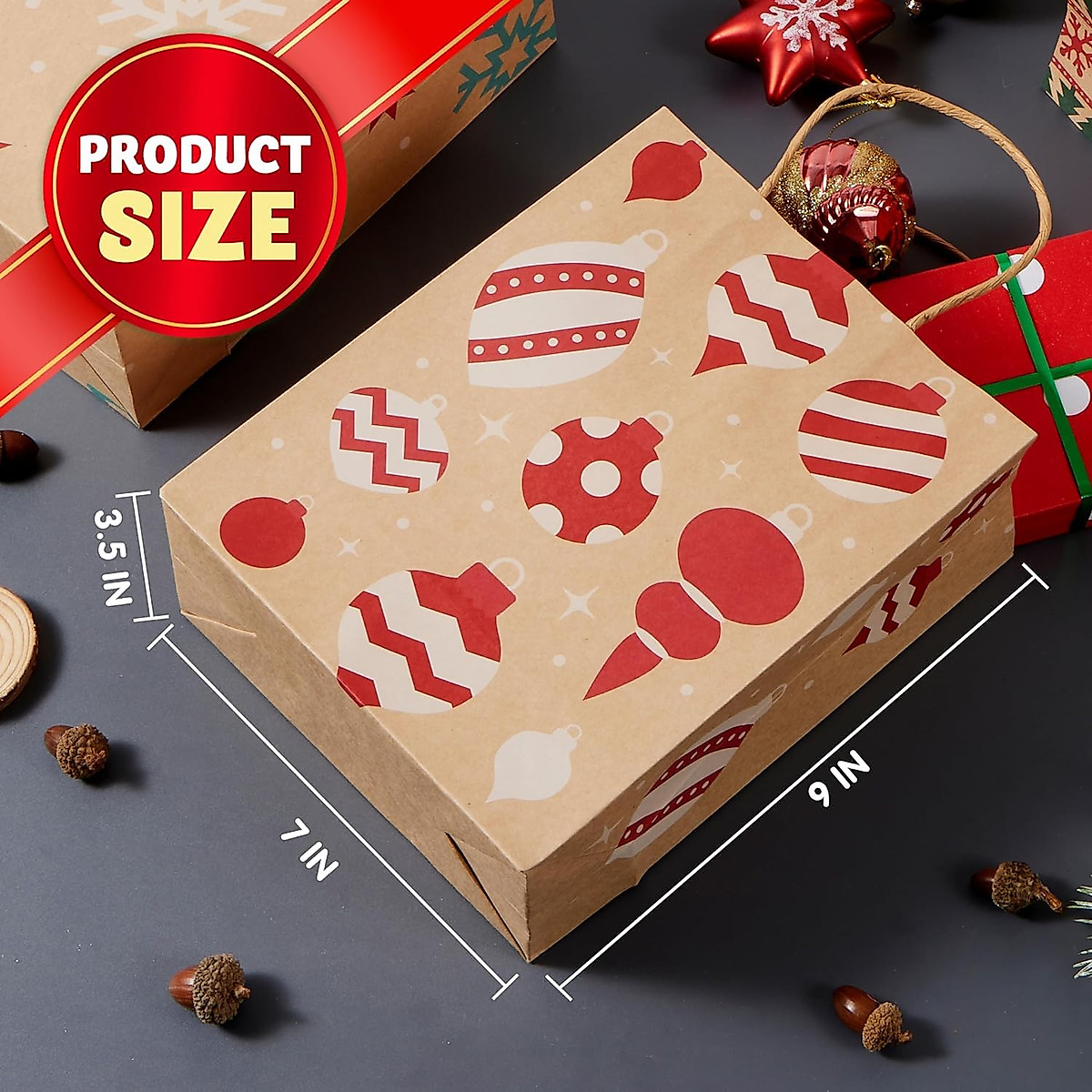 JOYIN 48 PCS Christmas Gift Bags, Kraft Bags with Handle Christmas Characters for Christmas Party Favors, Gift Giving, Holidays Decorations, Xmas Treat Bags