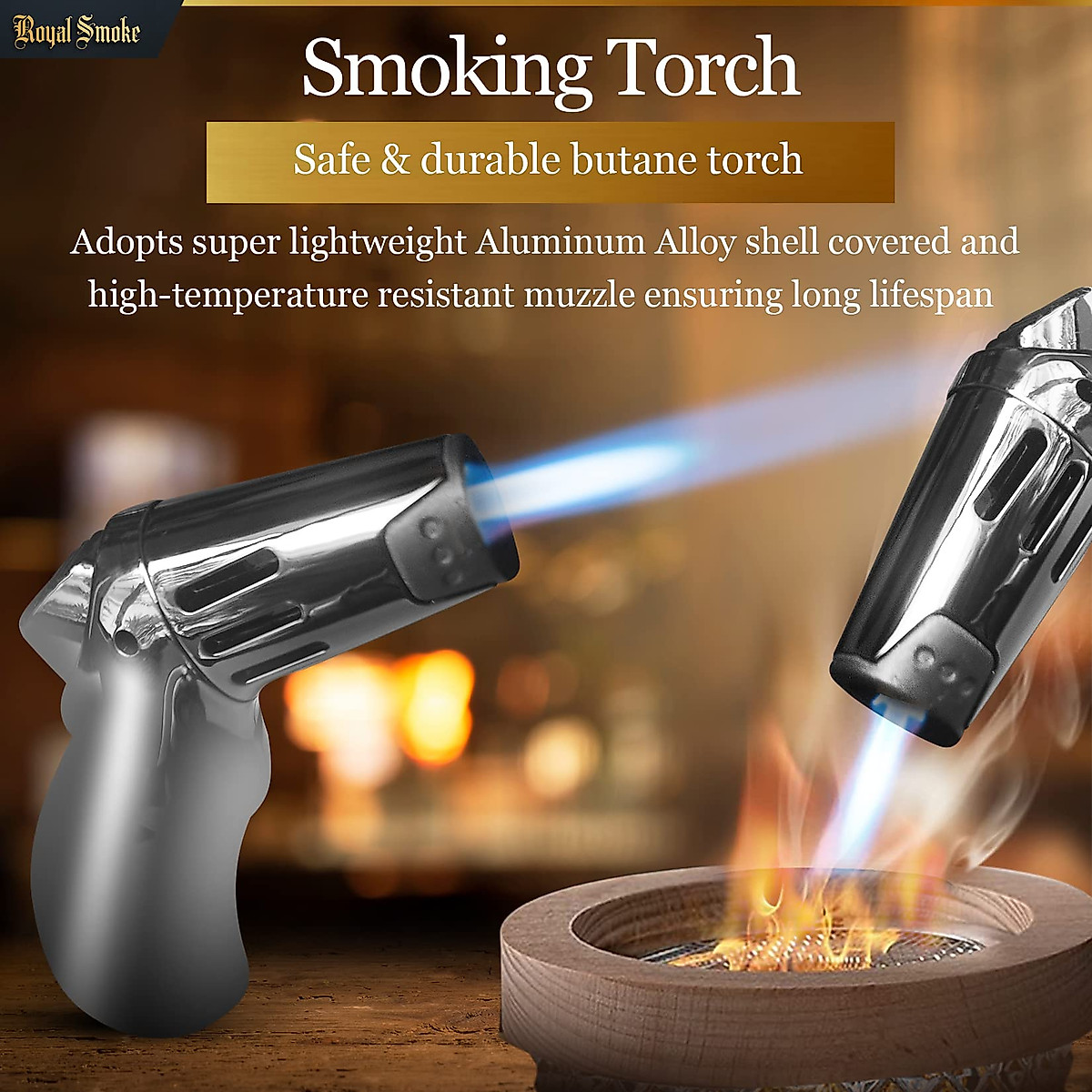 Royal Smoke Cocktail Smoker Kit - 4 Flavors Wood Chips - Bourbon, Whiskey Smoker Infuser Kit, Old Fashioned Drink Smoker Kit, Birthday Bourbon Whiskey Gifts for Men, Dad, Husband (Without Butane)