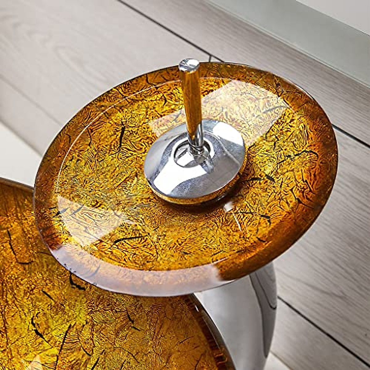 Bathroom Sink Bathroom Vessel Sink Modern Art Simple Tempered Glass Bathroom Sink Round Countertop Bowl Sink Vessel Sink (Color : Sink set)