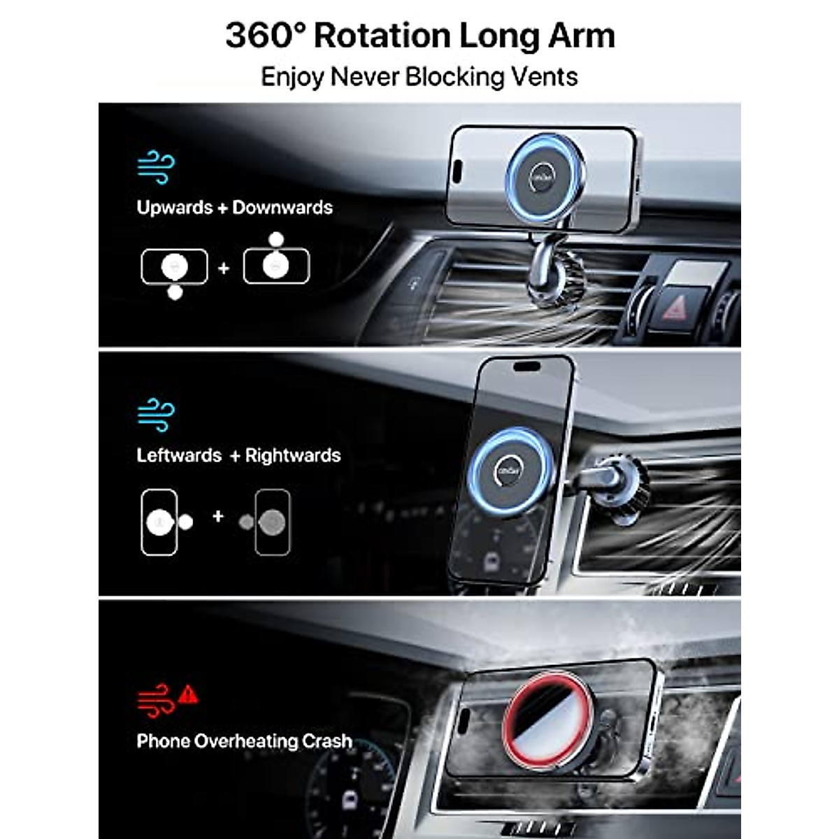 Ciencimy Compatible for MagSafe Car Mount [Strongest Magnet] Magnetic Phone Holder for Car [360° Adjustable] Air Vent Magnetic Phone Mount Fit for MagSafe iPhone 14 13 12 Pro Max Plus Mini